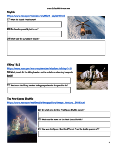 Astronomy: Space Exploration Web Scavenger Hunt